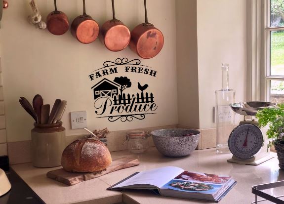 "FARM FRESH PRODUCE" Wall Sticker Vinyl Sticker – Wallpaper for Less Murray